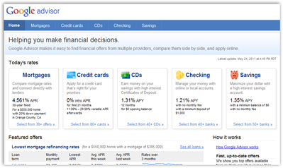 Google Advisor Launched–Tool to Help Consumers Compare Financial ...
